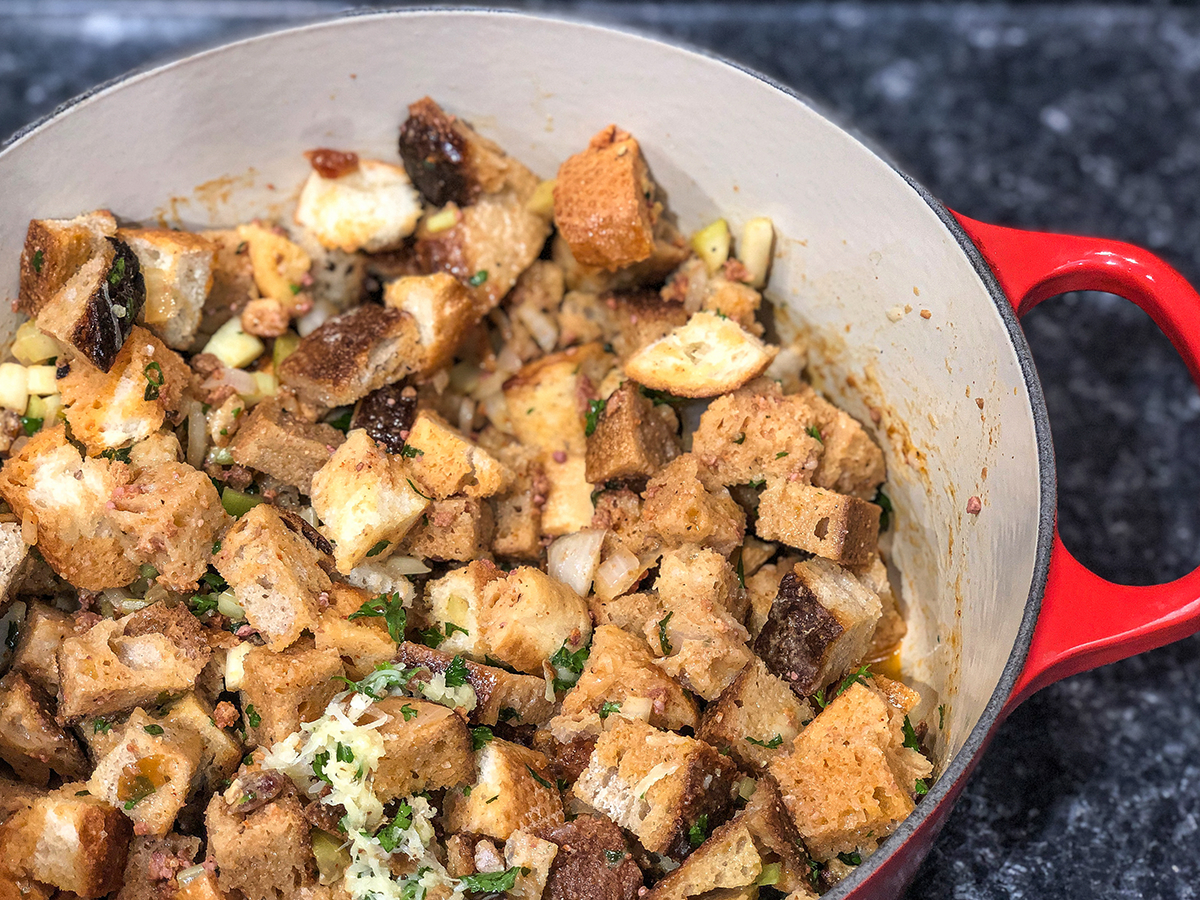 Sourdough And Chorizo Stuffing Recipe With Dates And Manchego Cheese